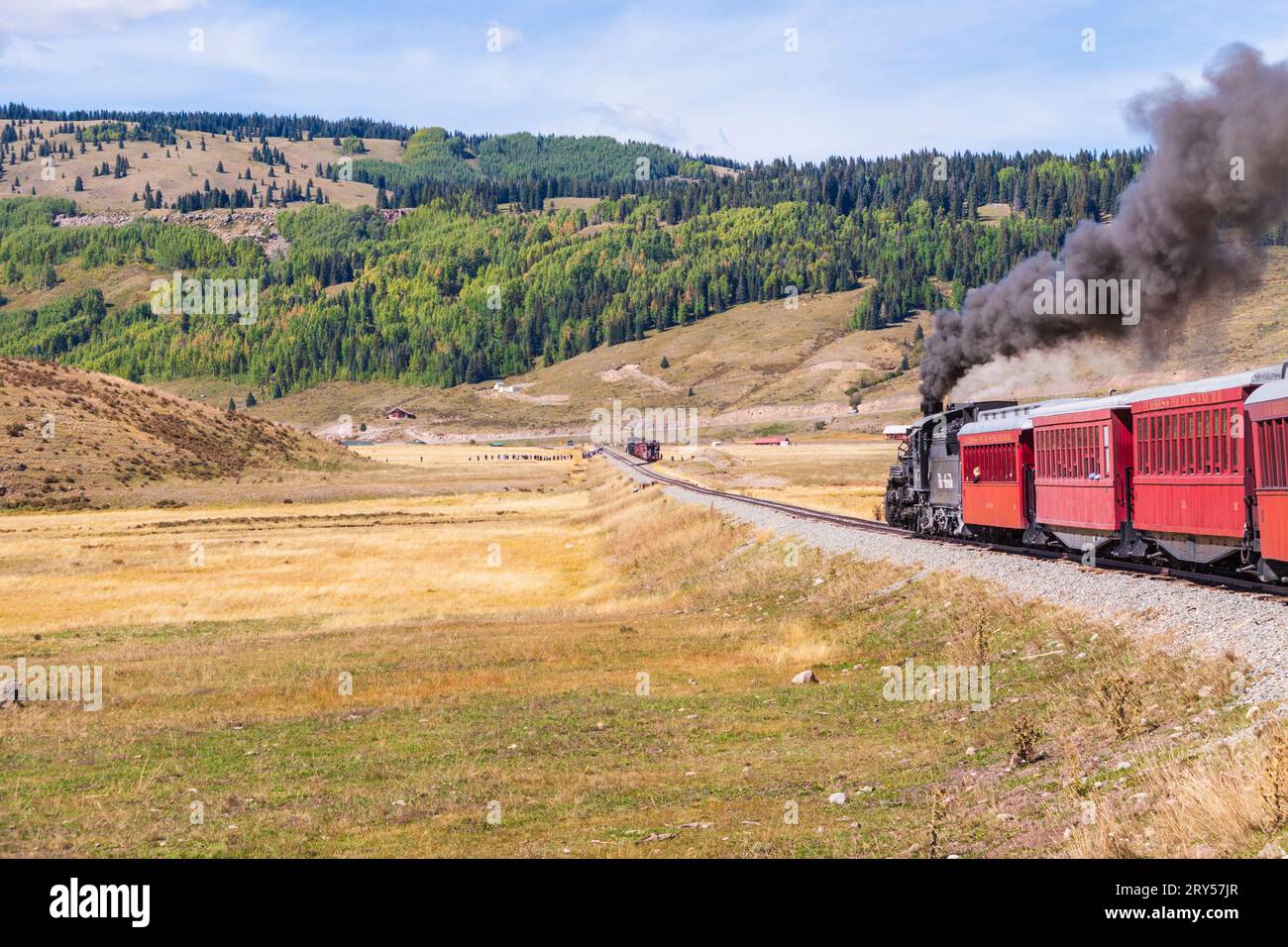 Cumbres and Toltec Narrow Gauge train, with coal-fired steam engine ...