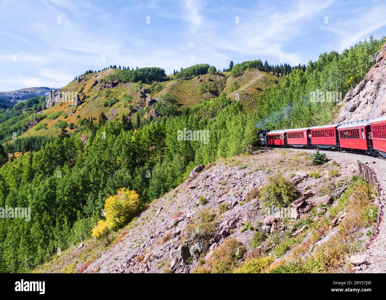 Cumbres and Toltec Narrow Gauge train, with coal-fired steam engine ...