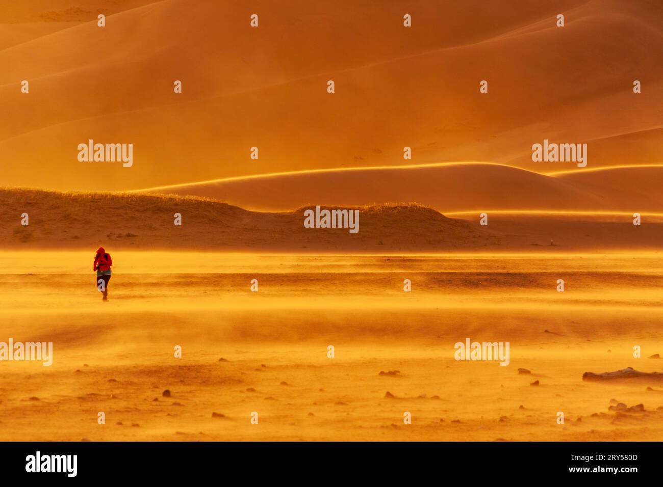 Great Sand Dunes National Park in Colorado at Sunset with strong wind ...