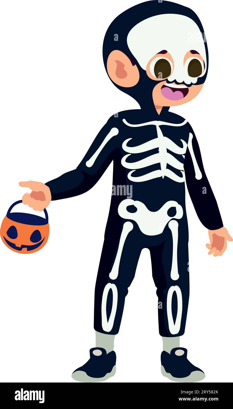 halloween disguised skeleton boy Stock Vector Image & Art - Alamy