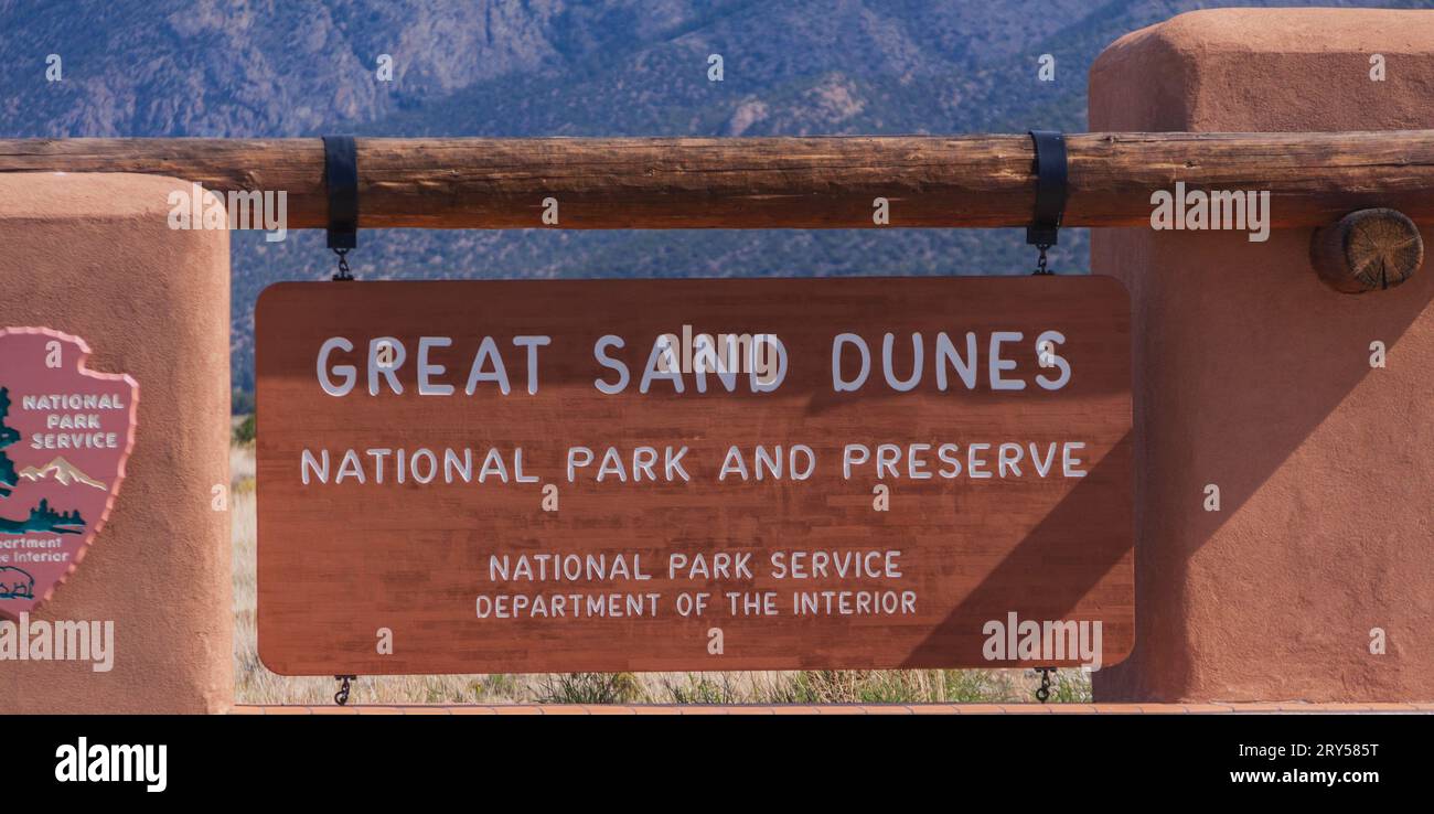 Sign at Great Sand Dunes National Park in Colorado. These are the ...
