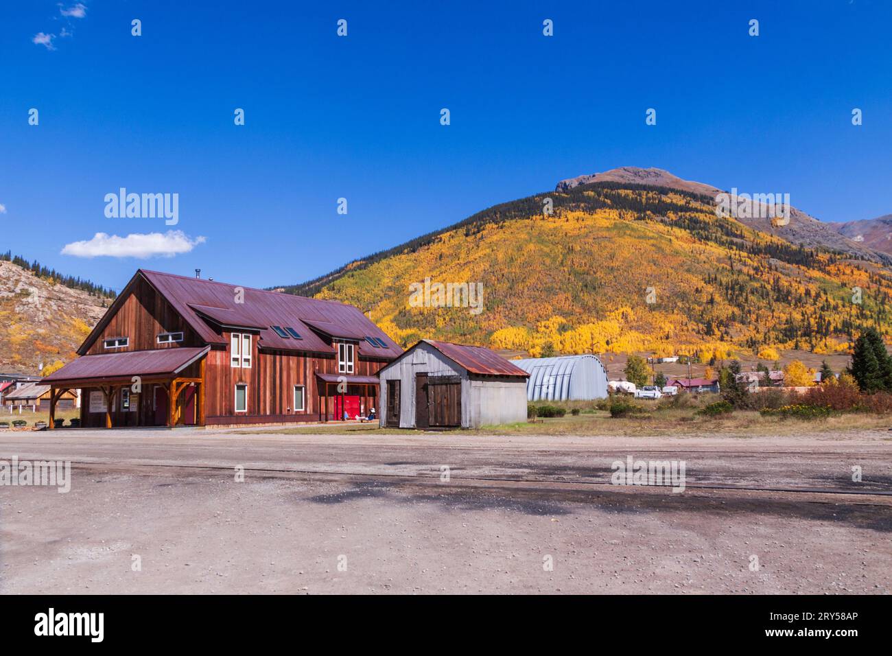 Colorful historic buidlings in the old mining town of Silverton ...