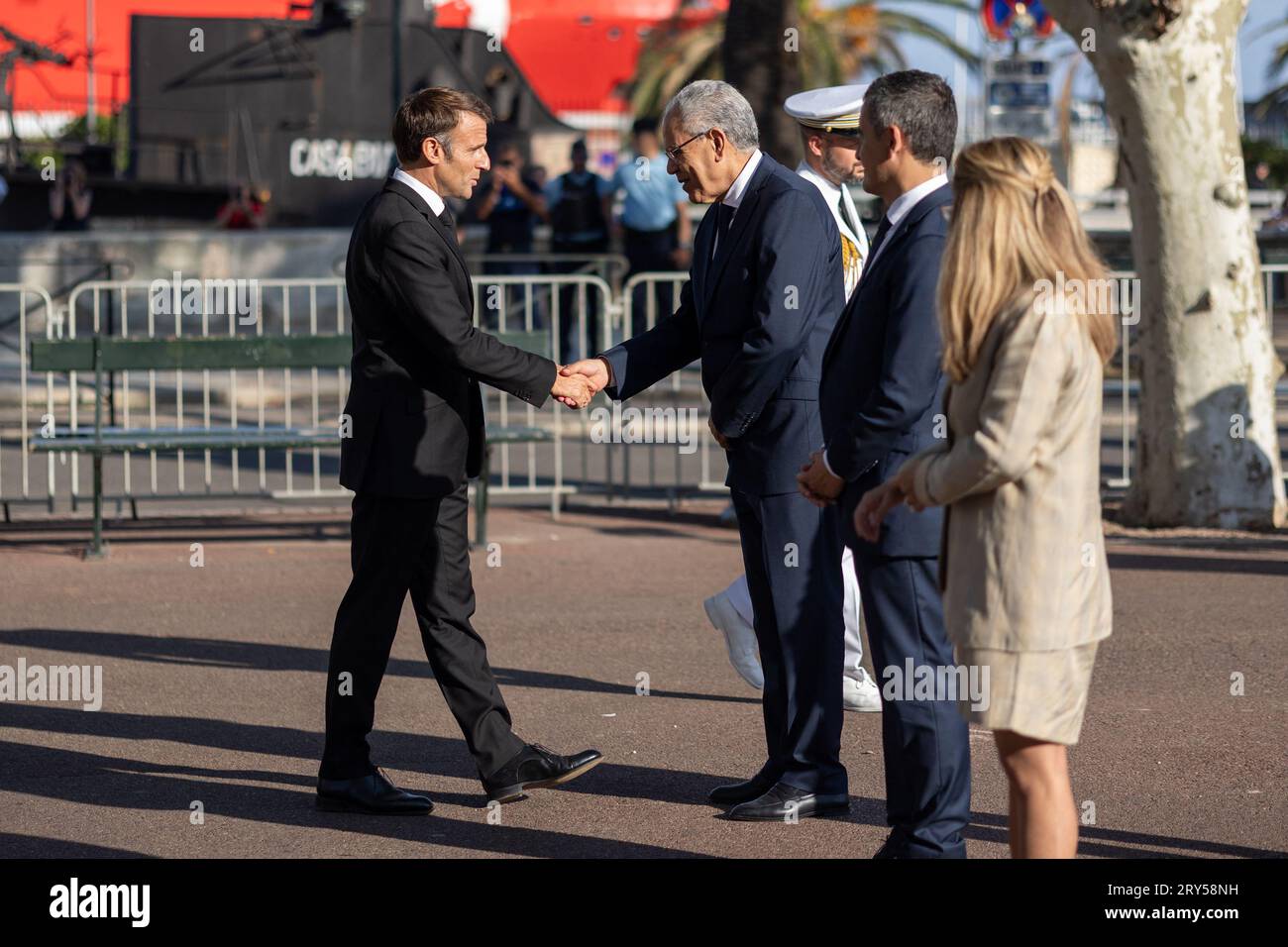 Bastia, France. 28th Sep, 2023. French President Emmanuel Macron and ...