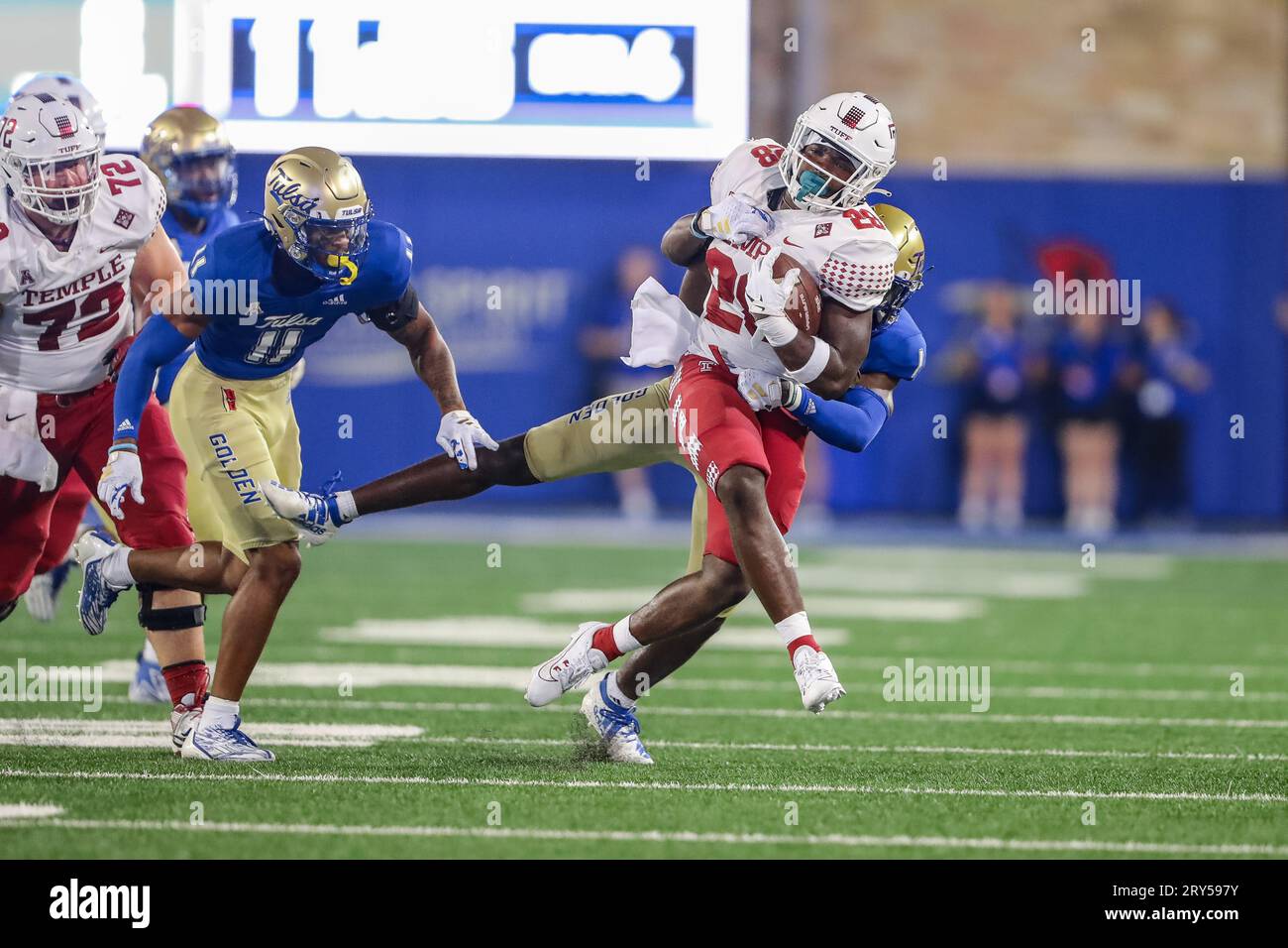 September 28, 2023:.Temple Owls running back Darvon Hubbard (28) is ...