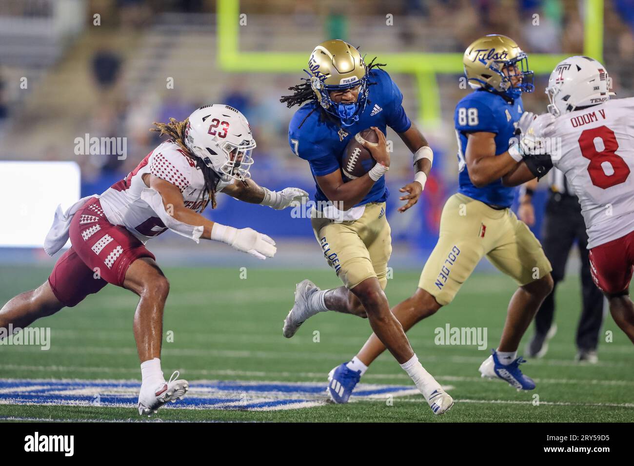 September 28, 2023:.Tulsa Golden Hurricane quarterback Cardell Williams ...