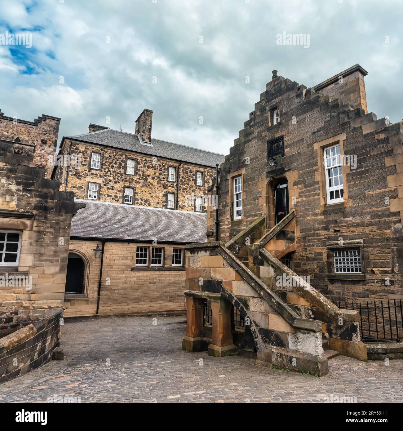 Ancient stone buildings located in the walled enclosure of Edinburgh ...