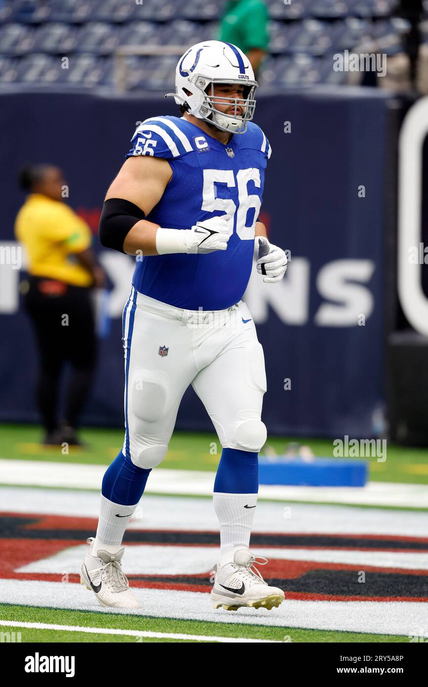 Indianapolis Colts guard Quenton Nelson (56) warms up before an NFL ...