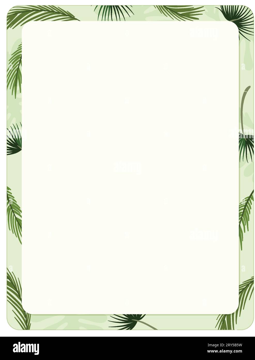 A vector cartoon illustration of a green tropical palm leaves A-frame ...