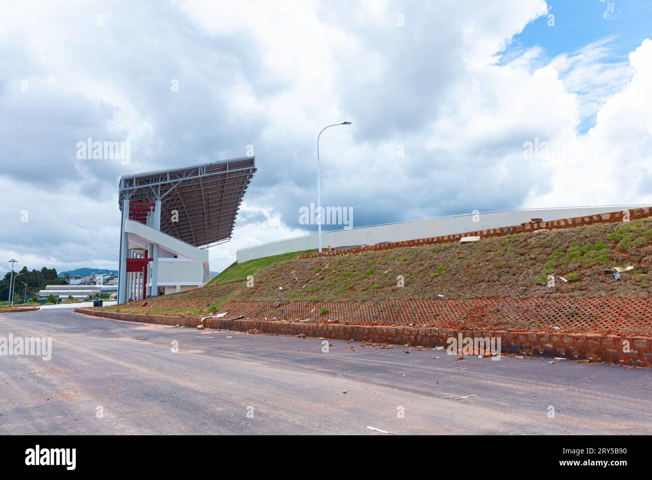 Da Lat city, Vietnam, July 5 2023: Outside of Lam Dong stadium still ...