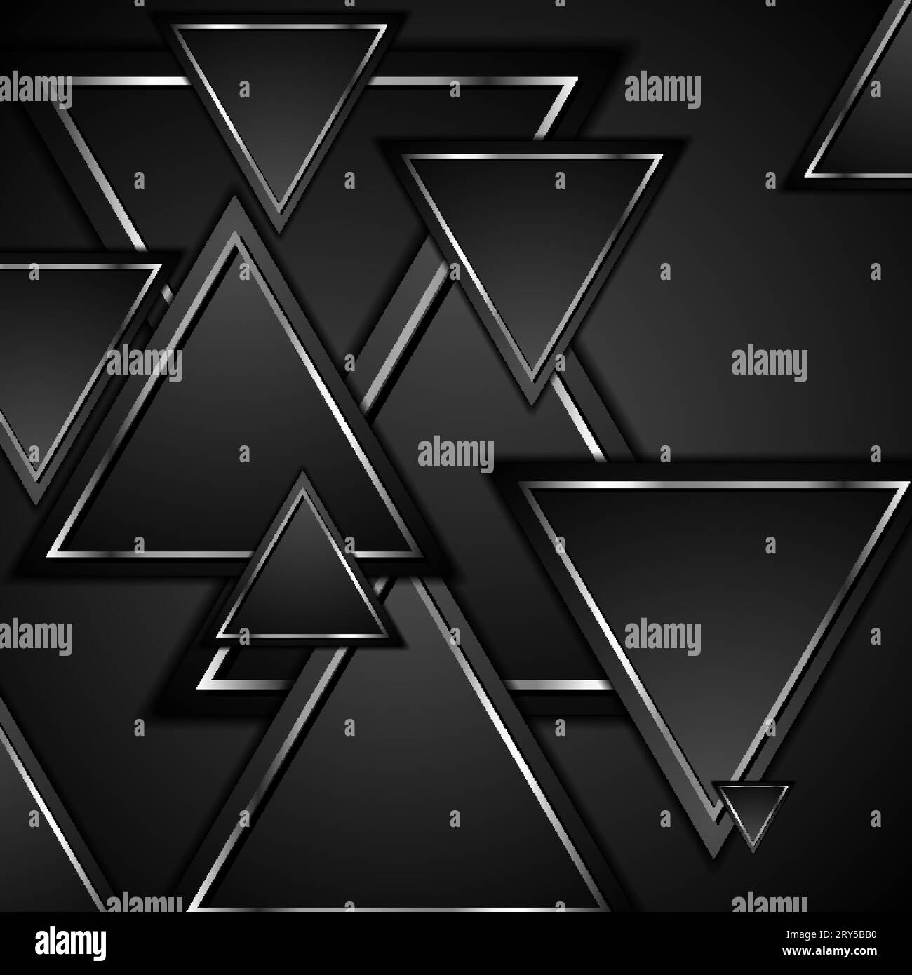 Black and metallic triangles abstract technology background. Geometric ...