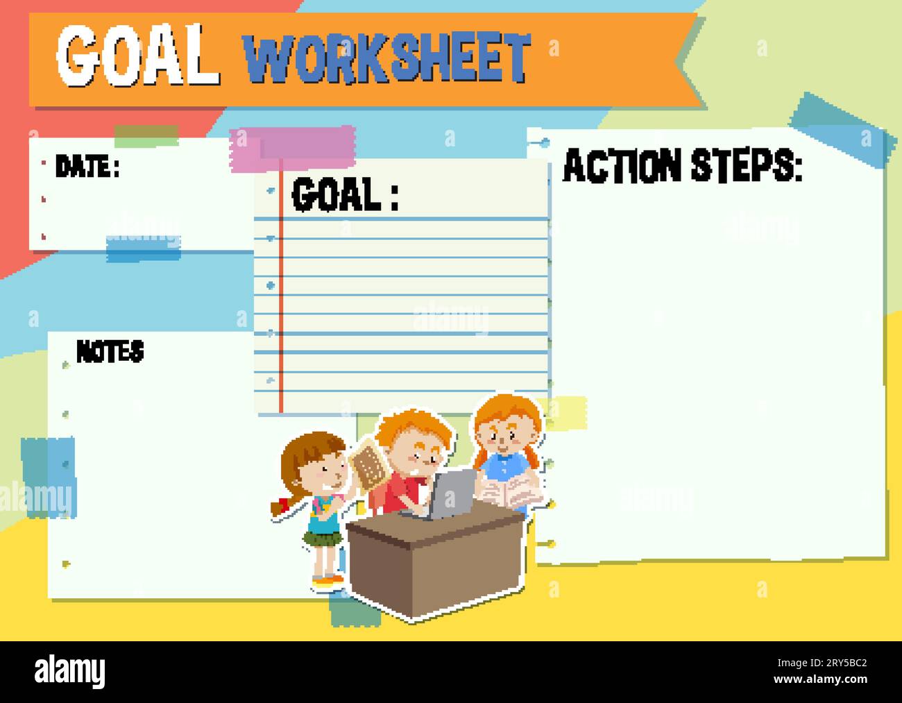 A vector cartoon illustration style of a paper note dashboard for ...