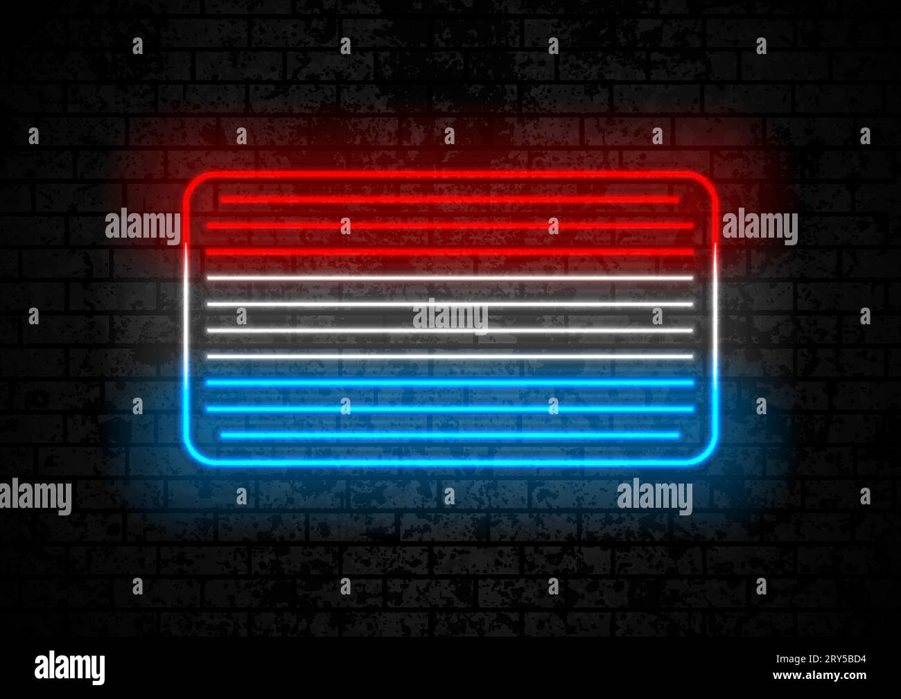 Neon tricolour flag of Netherlands on brick wall grunge background ...