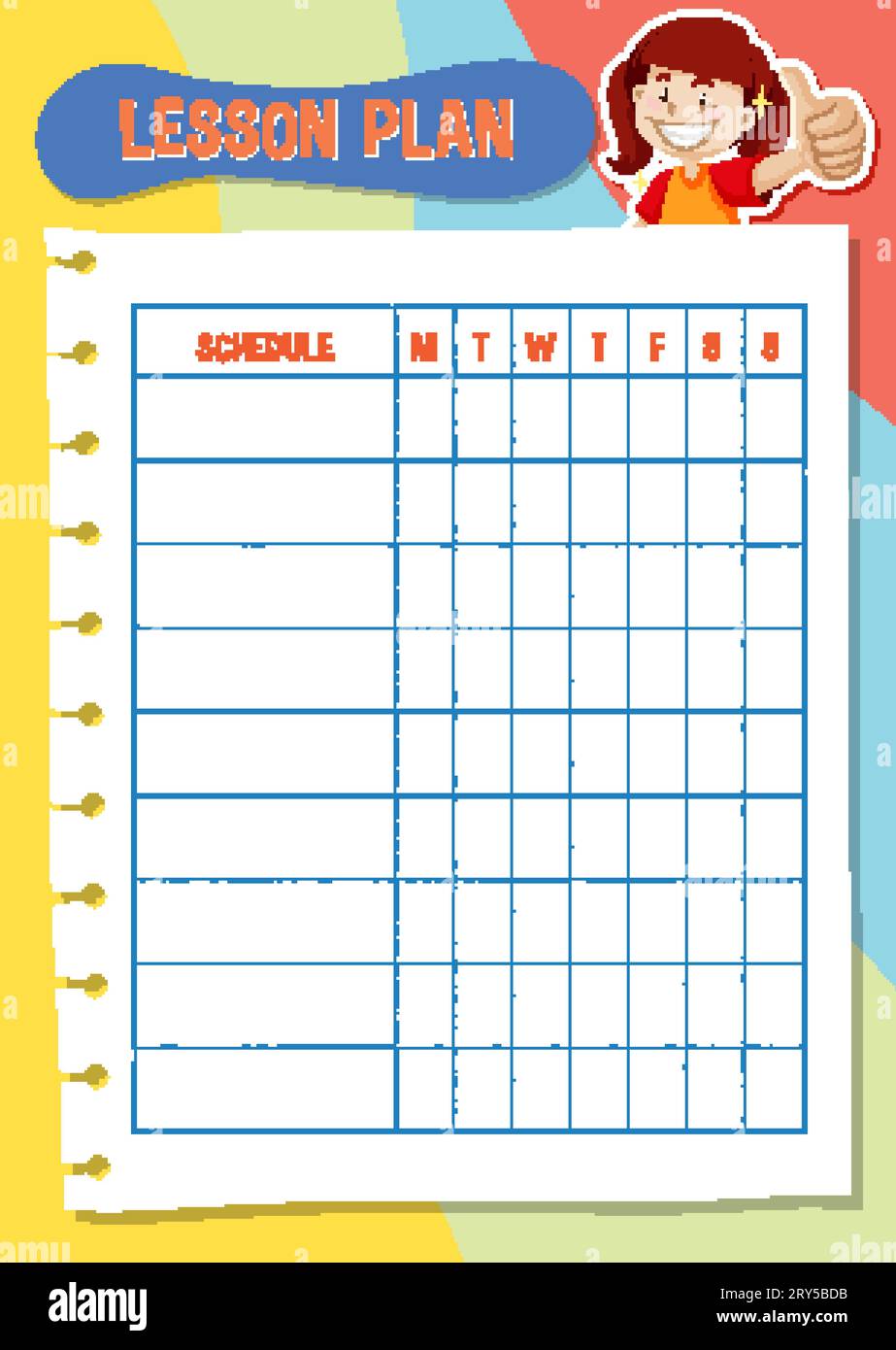 A colorful and organized dashboard for lesson planning with a cute girl ...