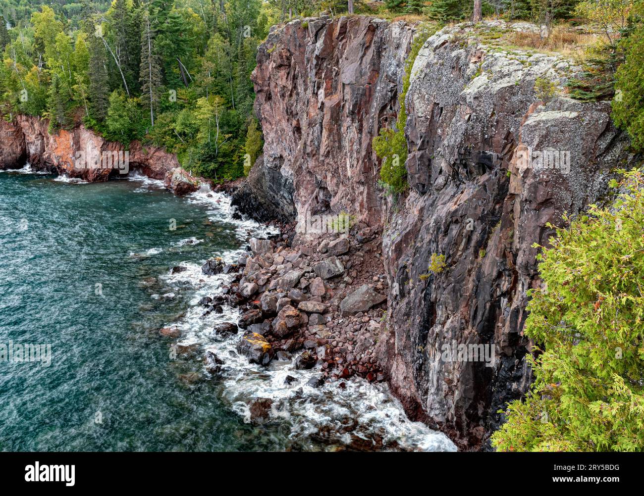 The Lake Superior shore is seen in Temperance River State Park, Cook ...