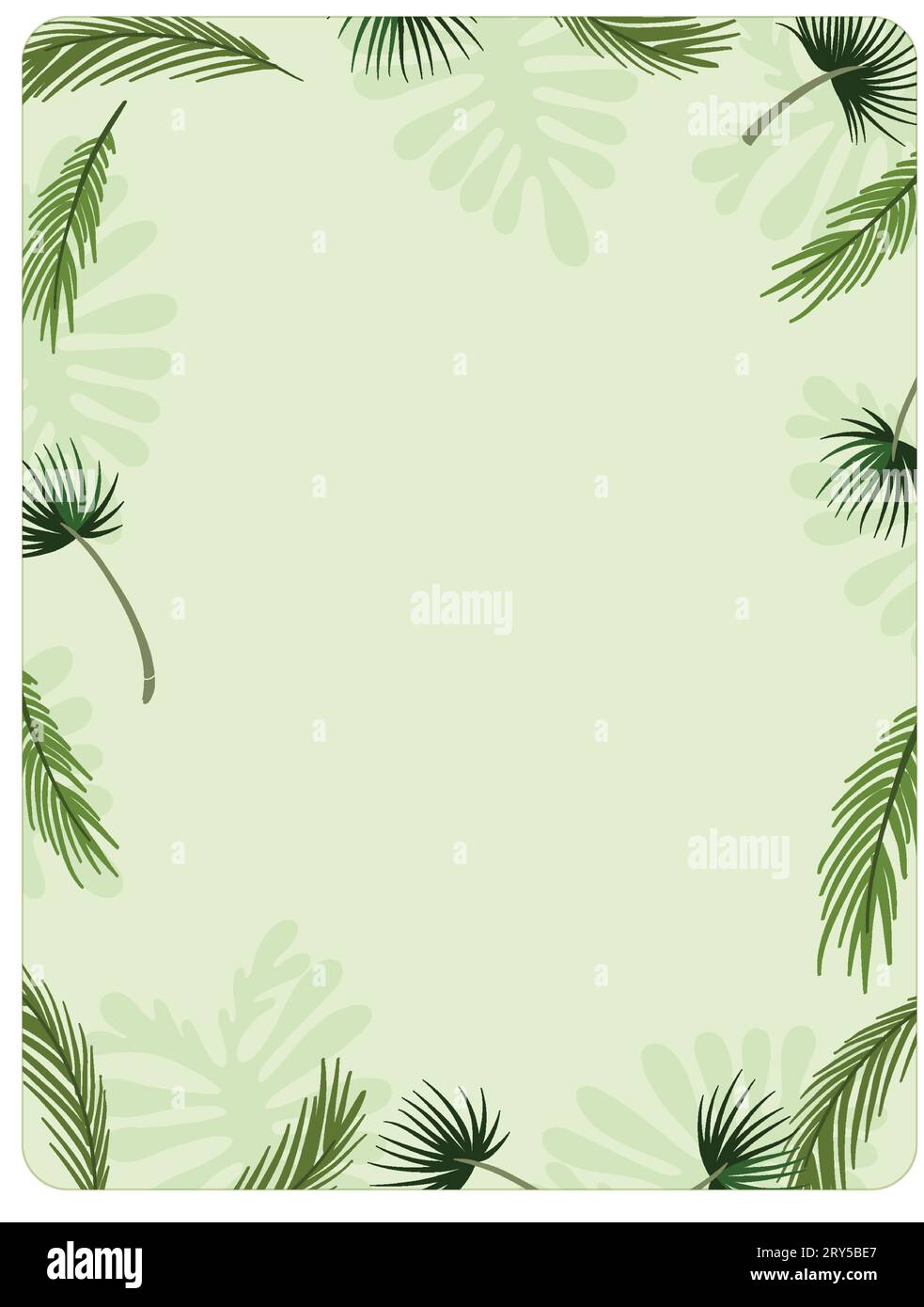 A vector cartoon illustration of a green tropical palm leaves A-frame ...