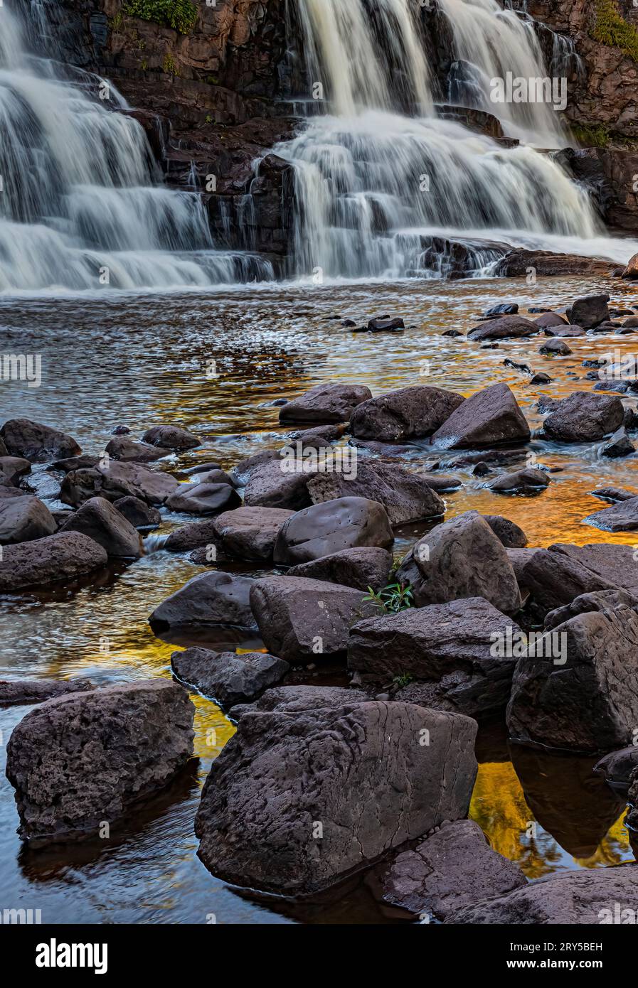 Gooseberry Falls is shown in late afternoon, Gooseberry Falls State ...