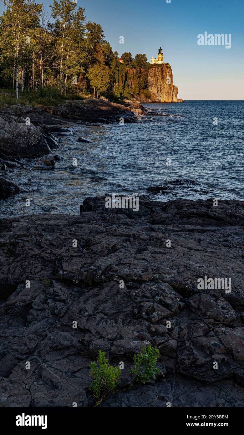 Split Rock Lighthouse sits on a high cliff overlooking Lake Superior in ...