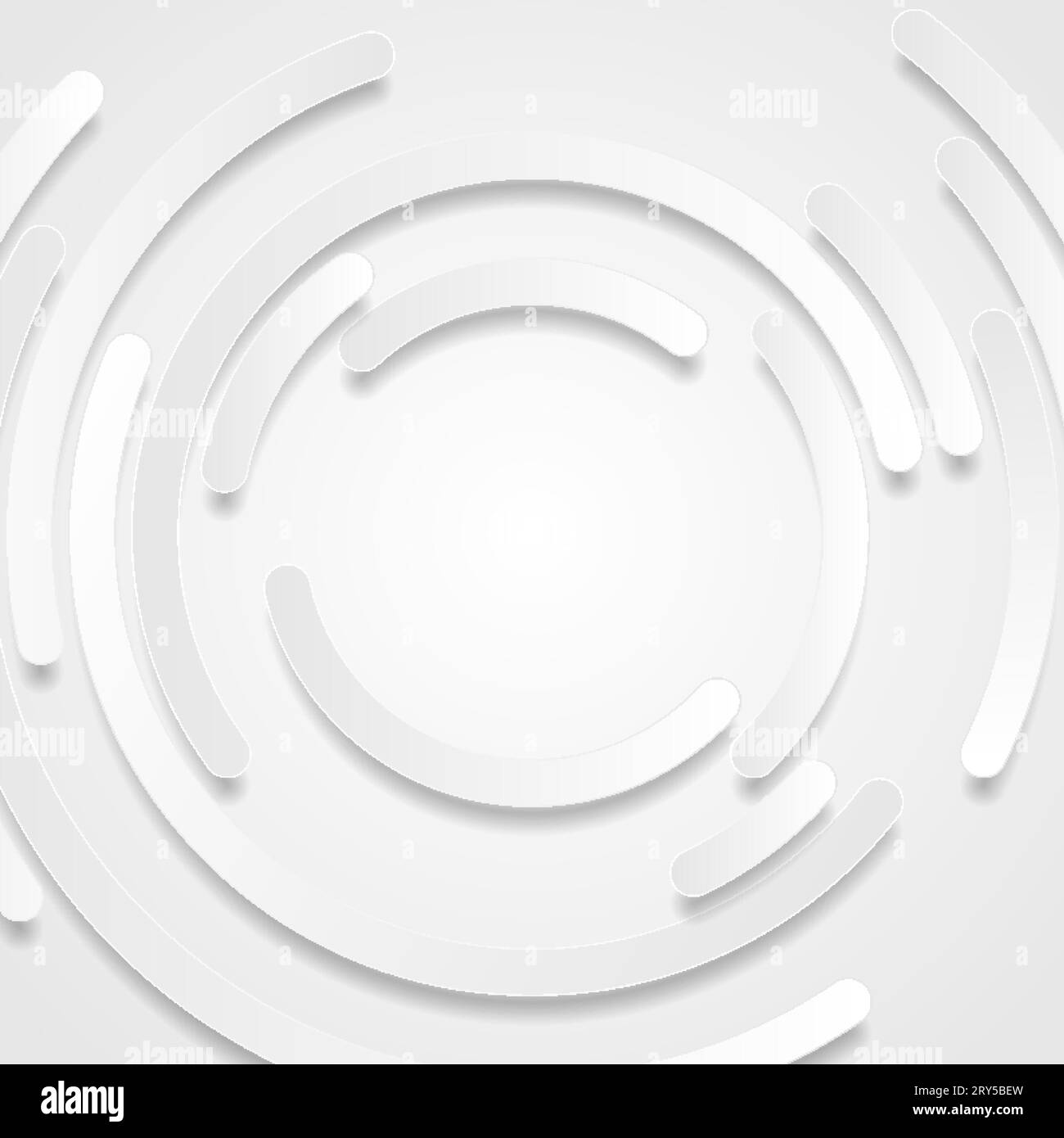 White and grey paper circular stripes abstract tech background ...