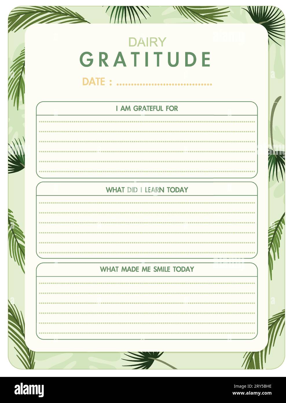 A vector cartoon illustration style gratitude diary template with a ...