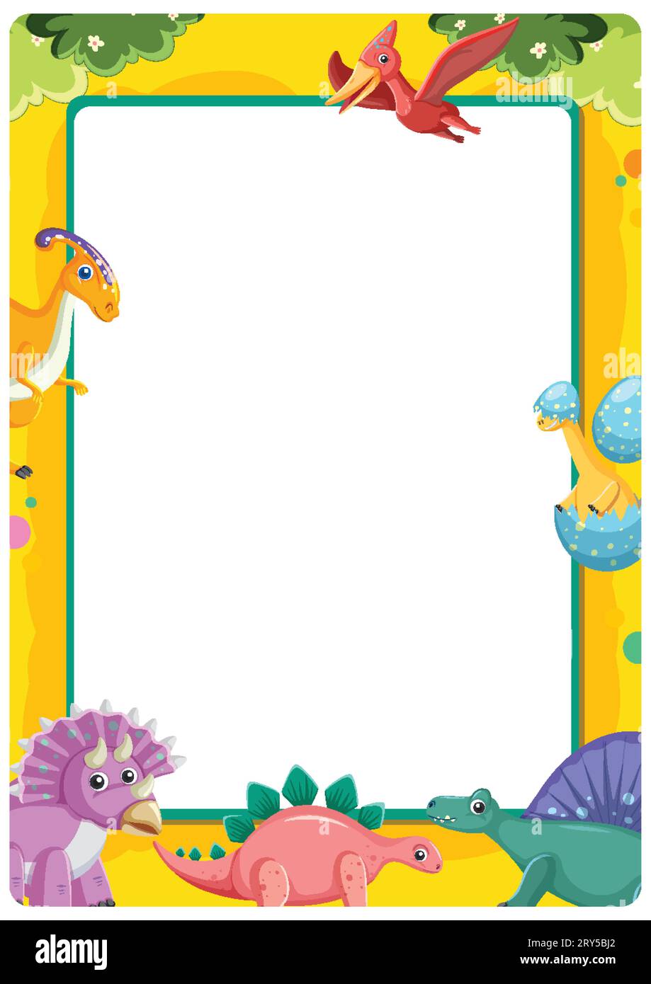 A vector cartoon illustration featuring a border frame template with ...