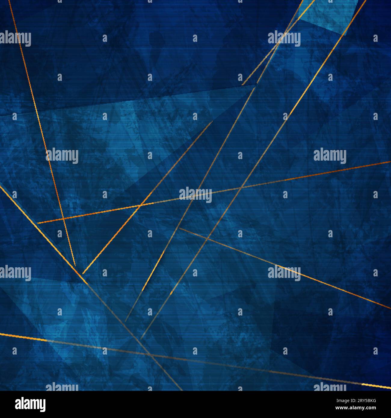 Dark blue grunge corporate abstract background with golden lines ...
