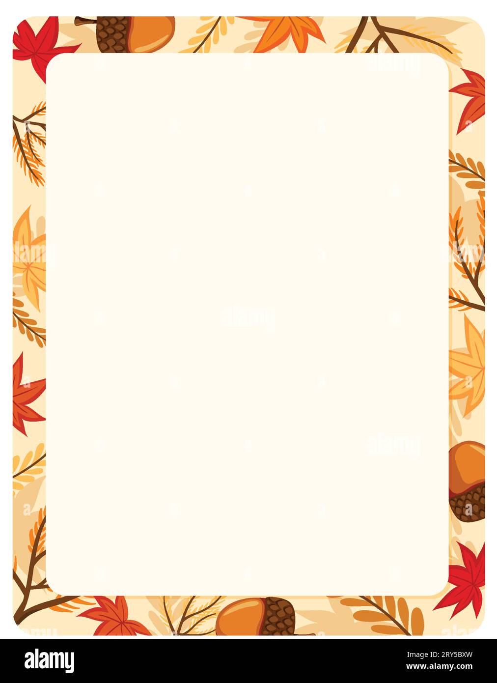 Vector cartoon illustration of autumn leaves on a frame border Stock ...