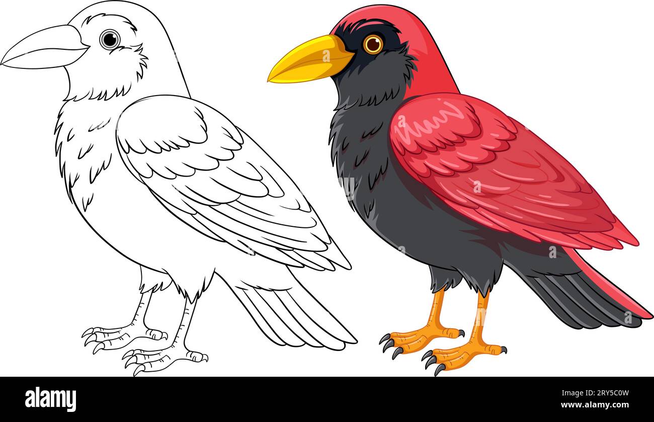 A vector cartoon illustration of a bird standing alone on a white ...
