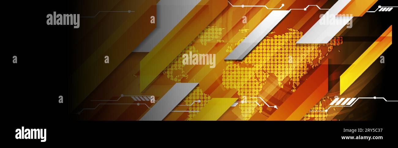 Abstract dark orange technology web header banner. Vector geometric ...
