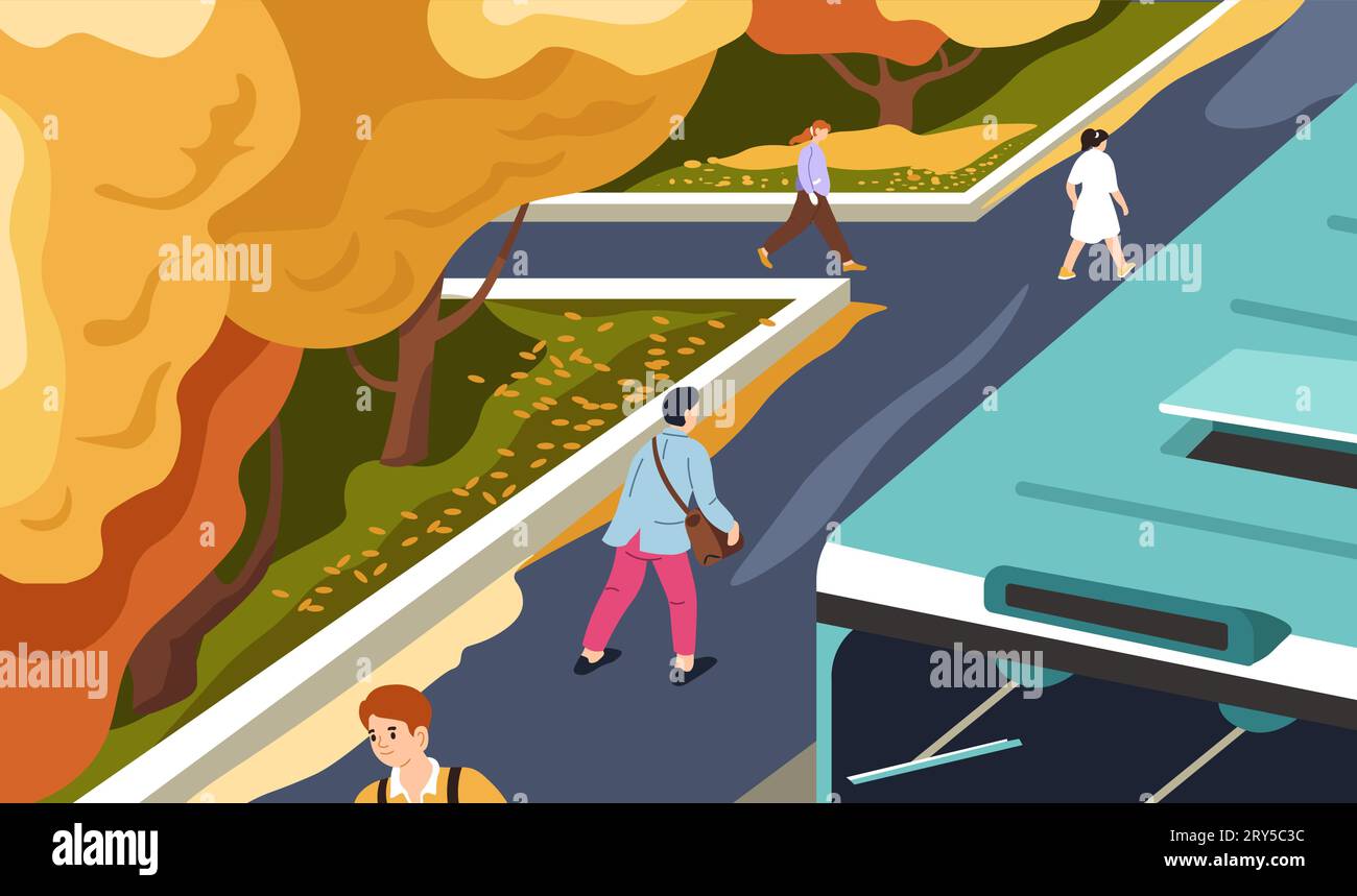 Walking man autumn leaf road Stock Vector Images - Alamy