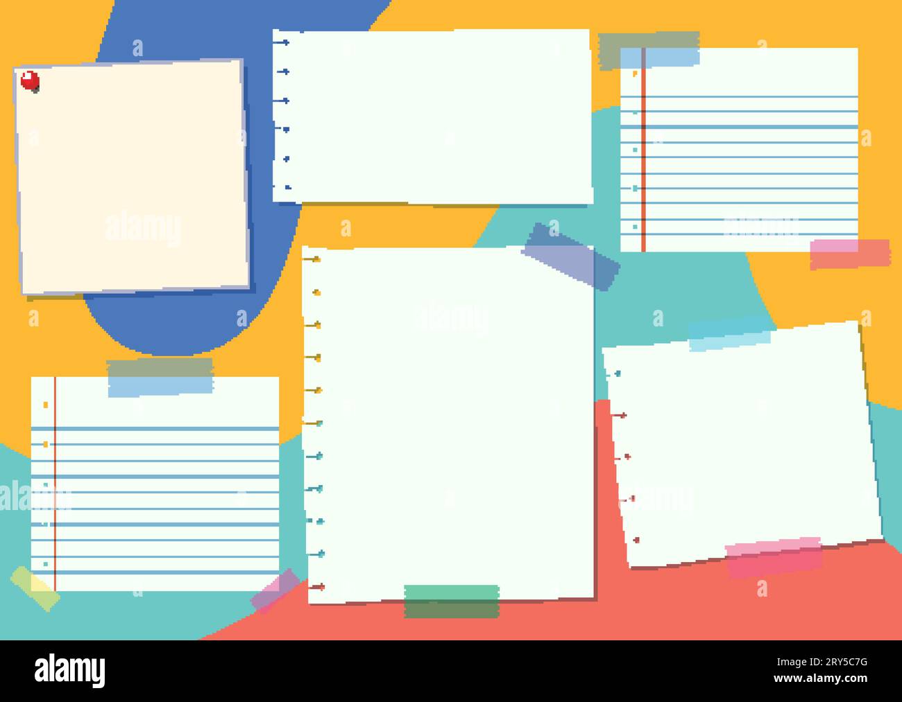A vibrant vector illustration of a blank paper note dashboard for ...