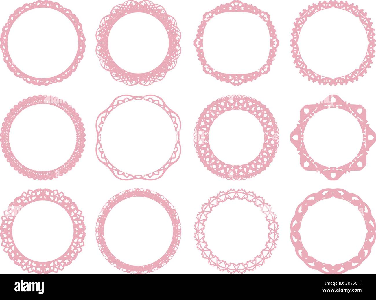 Illustration of a classical round lace, decorative frame set Stock ...