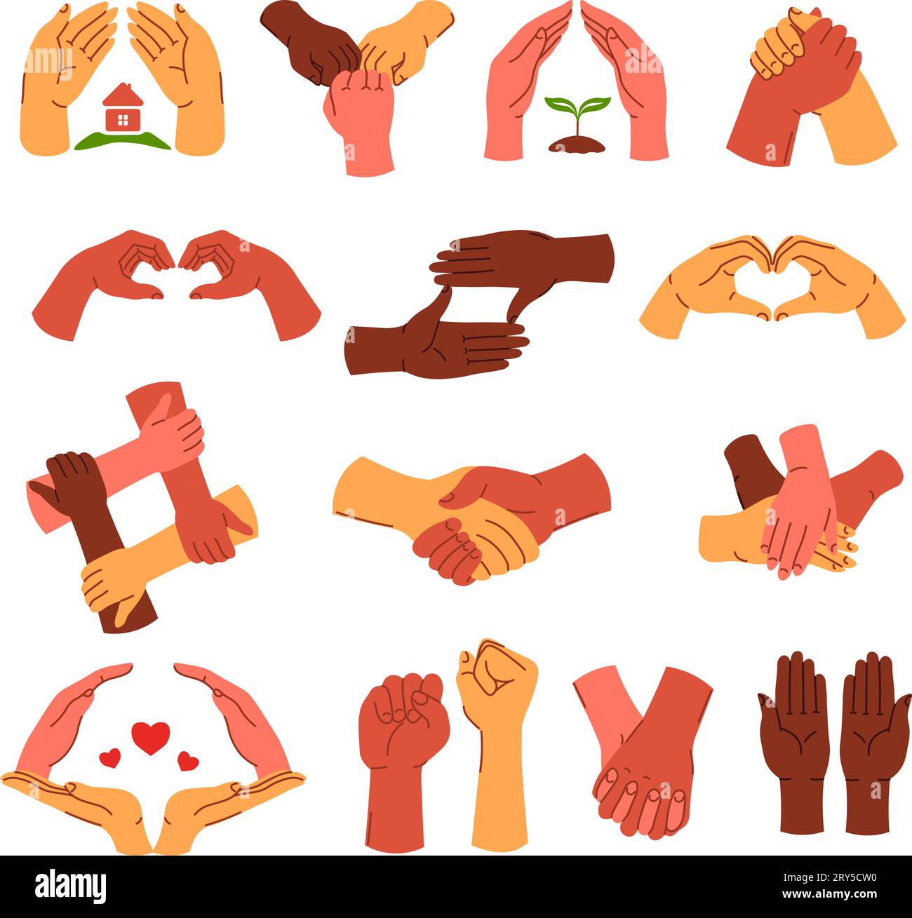 Hands gestures and symbols, unity and love vector Stock Vector Image & Art - Alamy