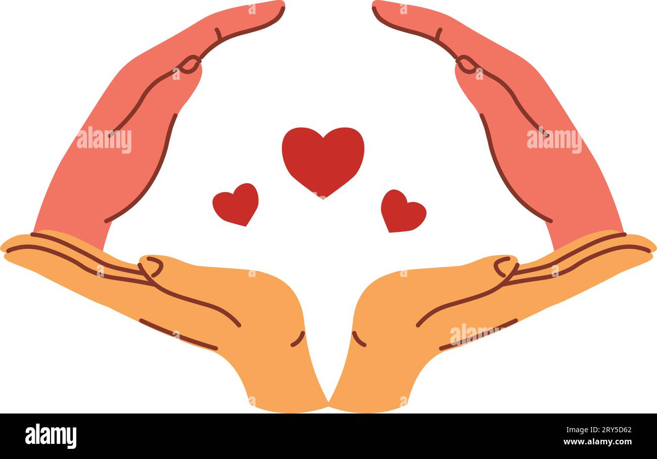 Hands forming shape, hearts signs inside vector Stock Vector Image ...