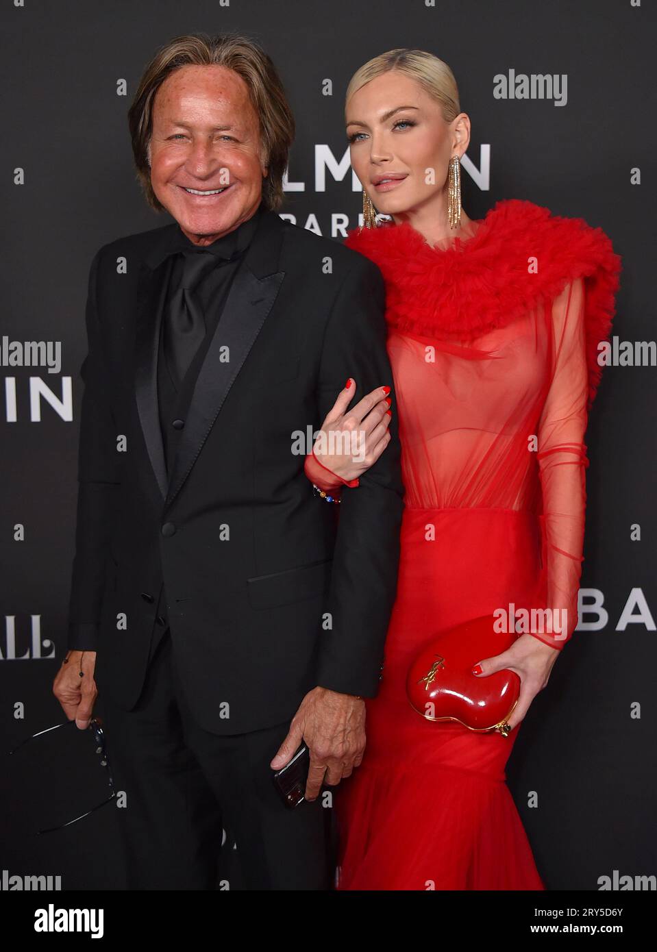 Mohamed Hadid, left, and Keni Silva arrive at the Zodiac Ball, Thursday, Sept. 28, 2023, at The ...