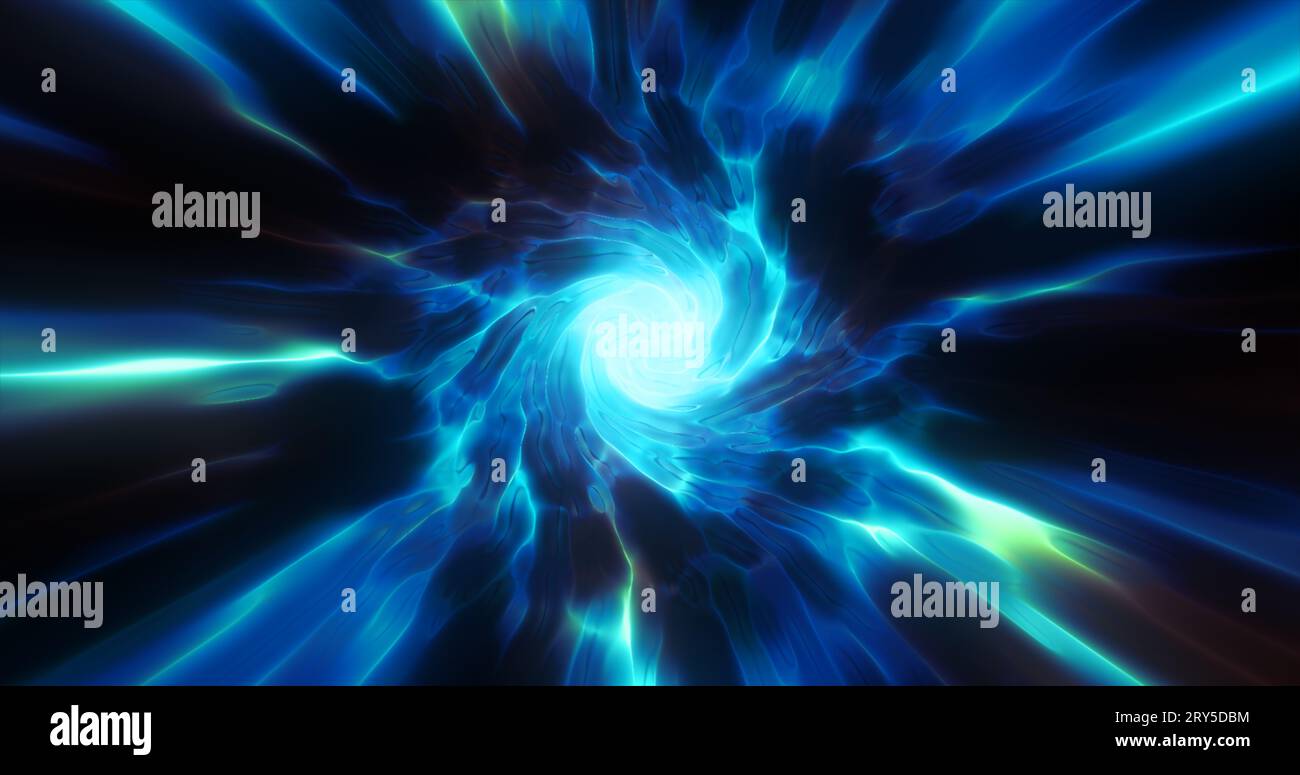 Blue hypertunnel spinning speed space tunnel made of twisted swirling ...