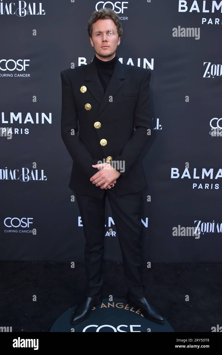 Barron Hilton II arrives at the Zodiac Ball, Thursday, Sept. 28, 2023, at The Houdini Estate in ...