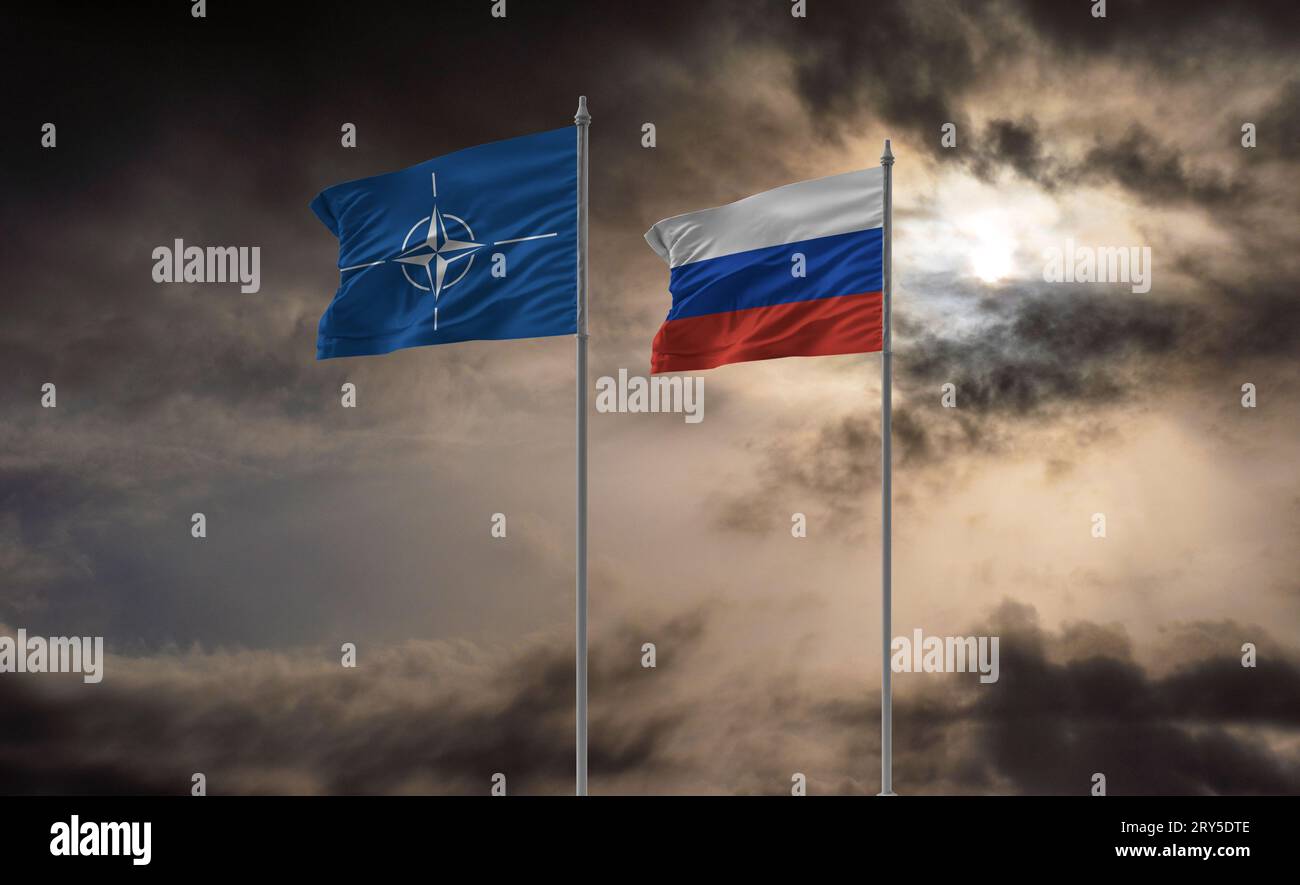 Flags of NATO - North Atlantic Treaty Organization and Russia Stock ...