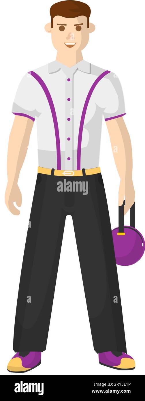 Fashionable male character, bowling sports vector Stock Vector Image ...