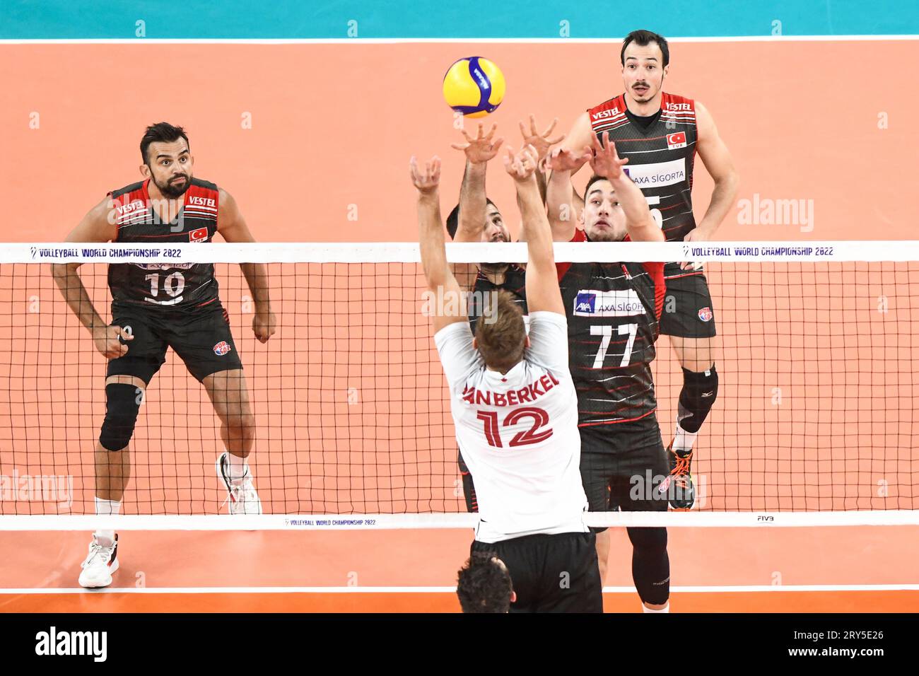 Adis Lagumdzija, Bedirhan Bulbul (Turkey) blocking Lucas Van Berkel ...