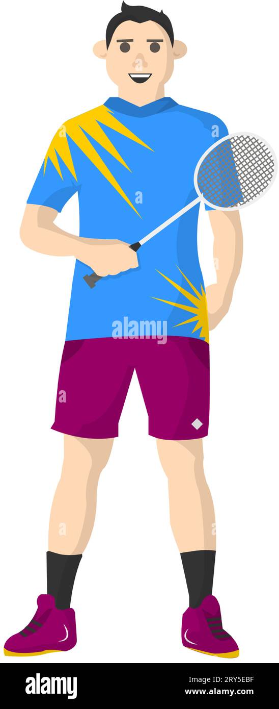 Badminton player, man with racquet, sportsman Stock Vector Image & Art ...