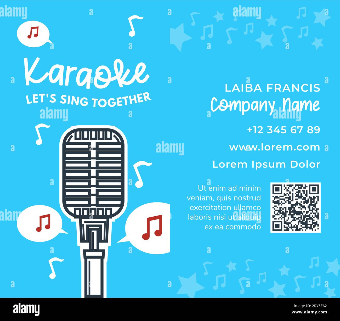 Lets sing together, karaoke club business card Stock Vector Image & Art ...