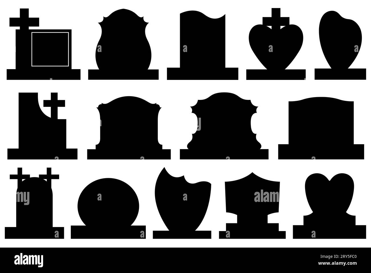 Set of different gravestones isolated on white Stock Photo - Alamy