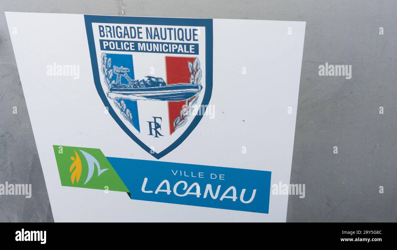 lacanau , France - 09 12 2023 : police municipale brigade nautique ...