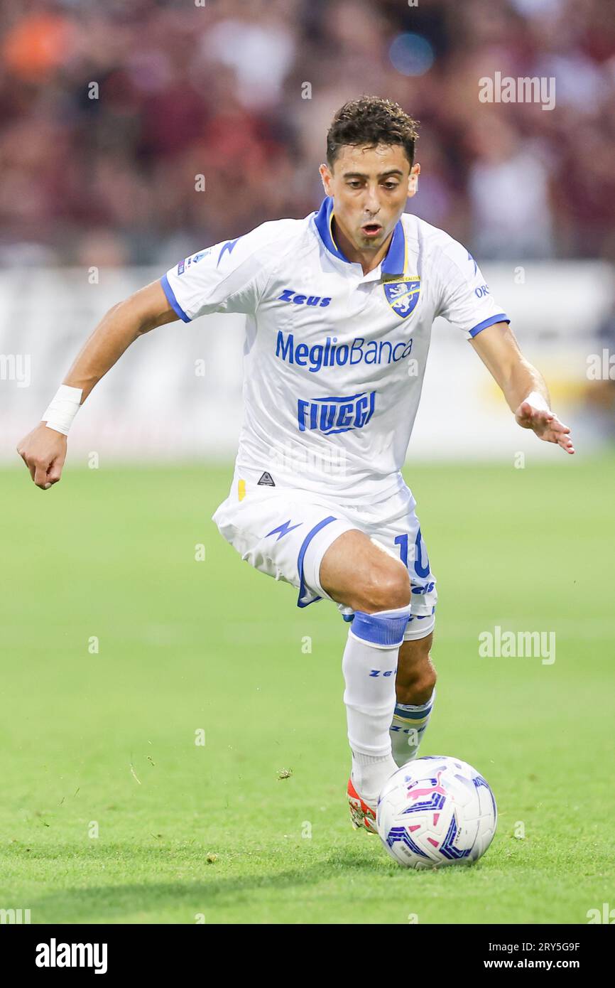 Frosinone's Italian forward Giuseppe Caso controls the ball during the ...