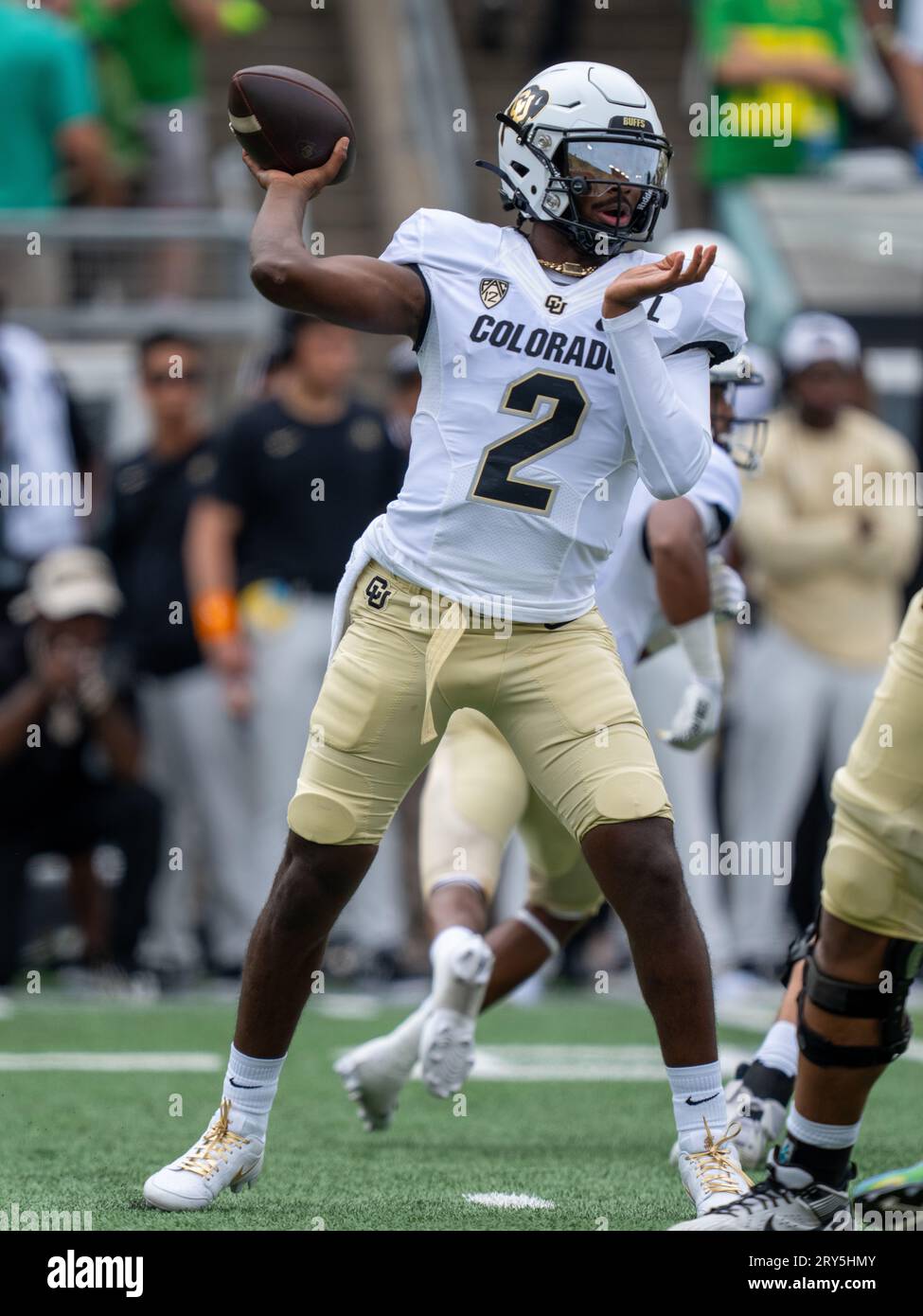 Colorado Buffaloes quarterback Shedeur Sanders (2) drops back to throw ...