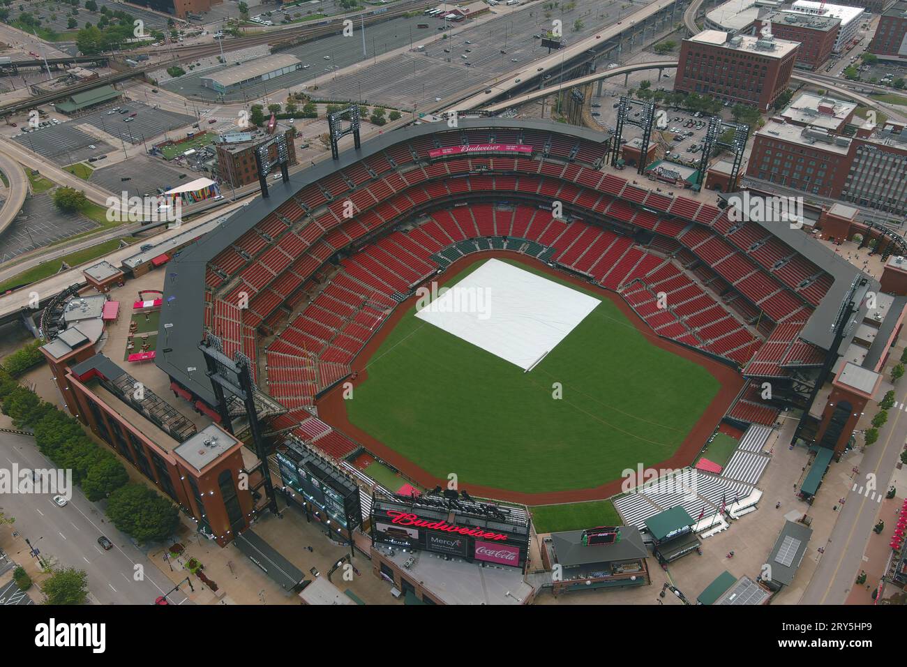 A general overall aerial view of Busch Stadium, Thursday, Sept. 21 ...