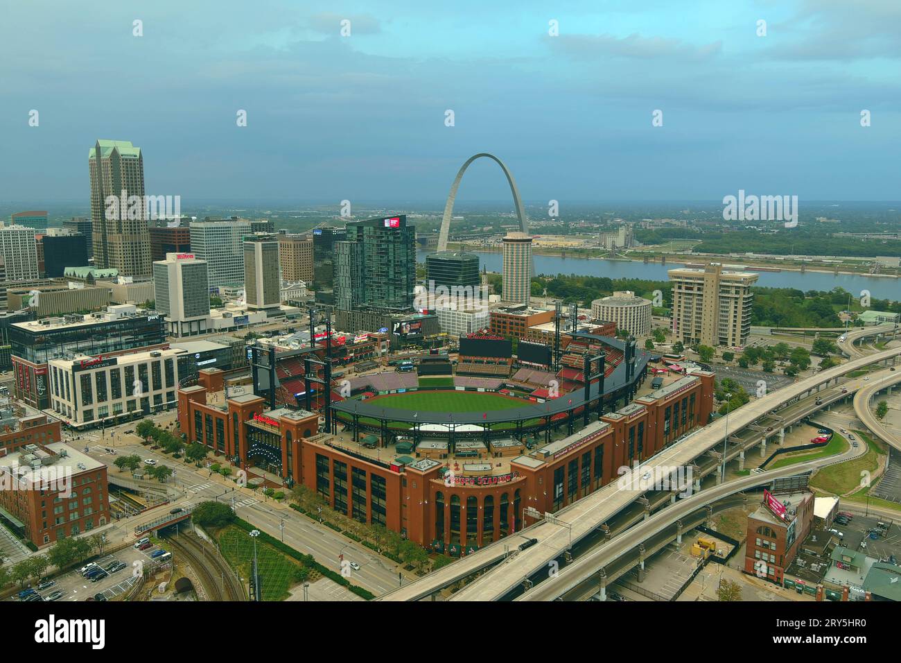 A general overall aerial view busch stadium gateway arch hi-res stock ...
