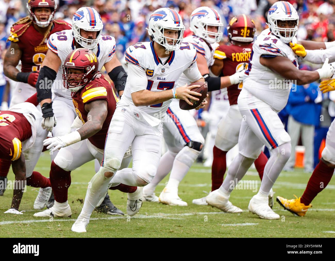 Buffalo Bills quarterback Josh Allen (17) with the carry for the Bills ...