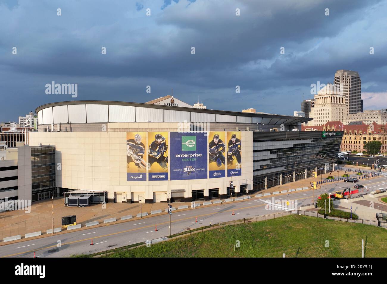A general overall aerial view of the Enterprise Center, Thursday, Sept ...
