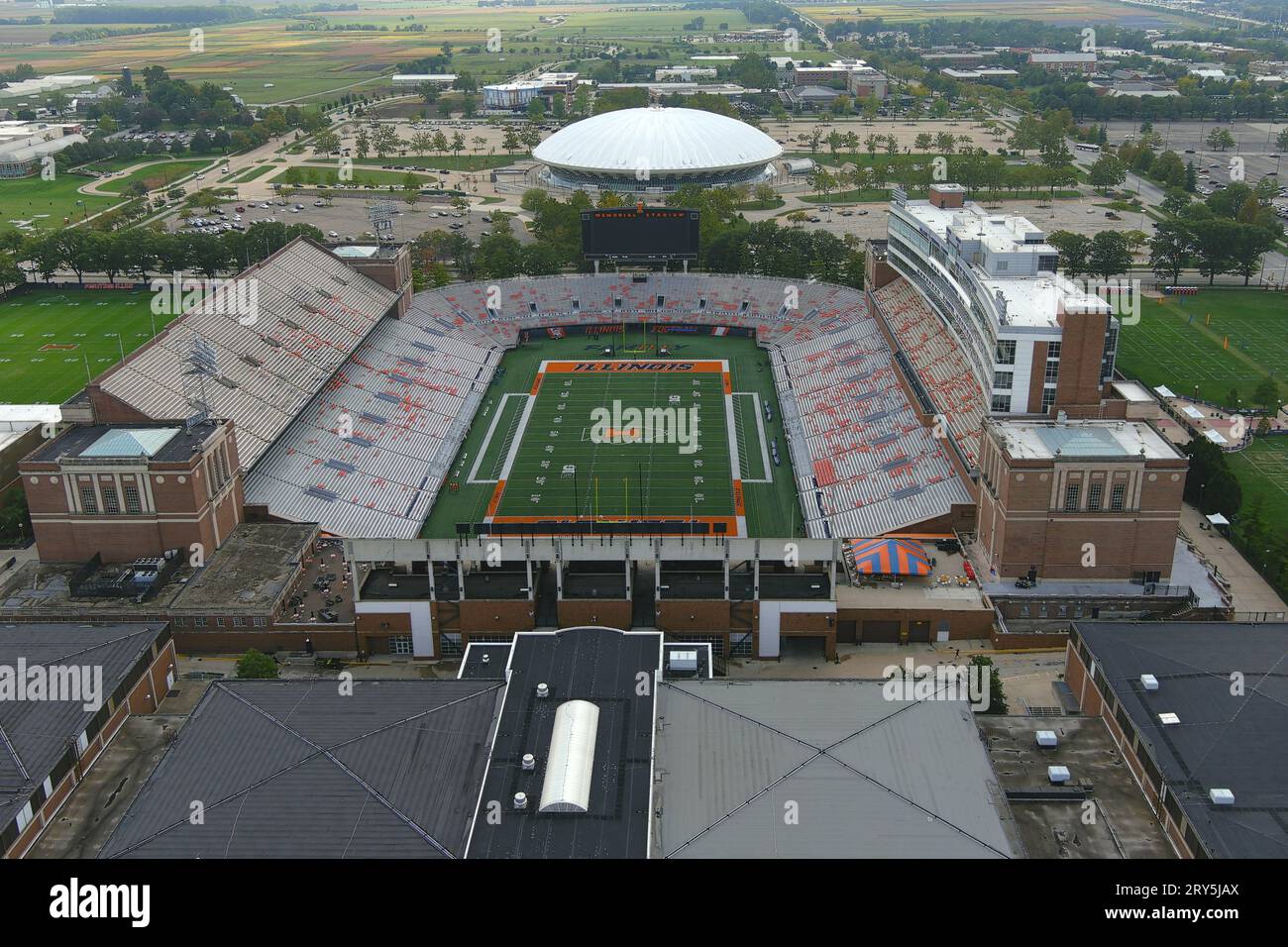 A general overall aerial view of Memorial Stadium on the University of ...